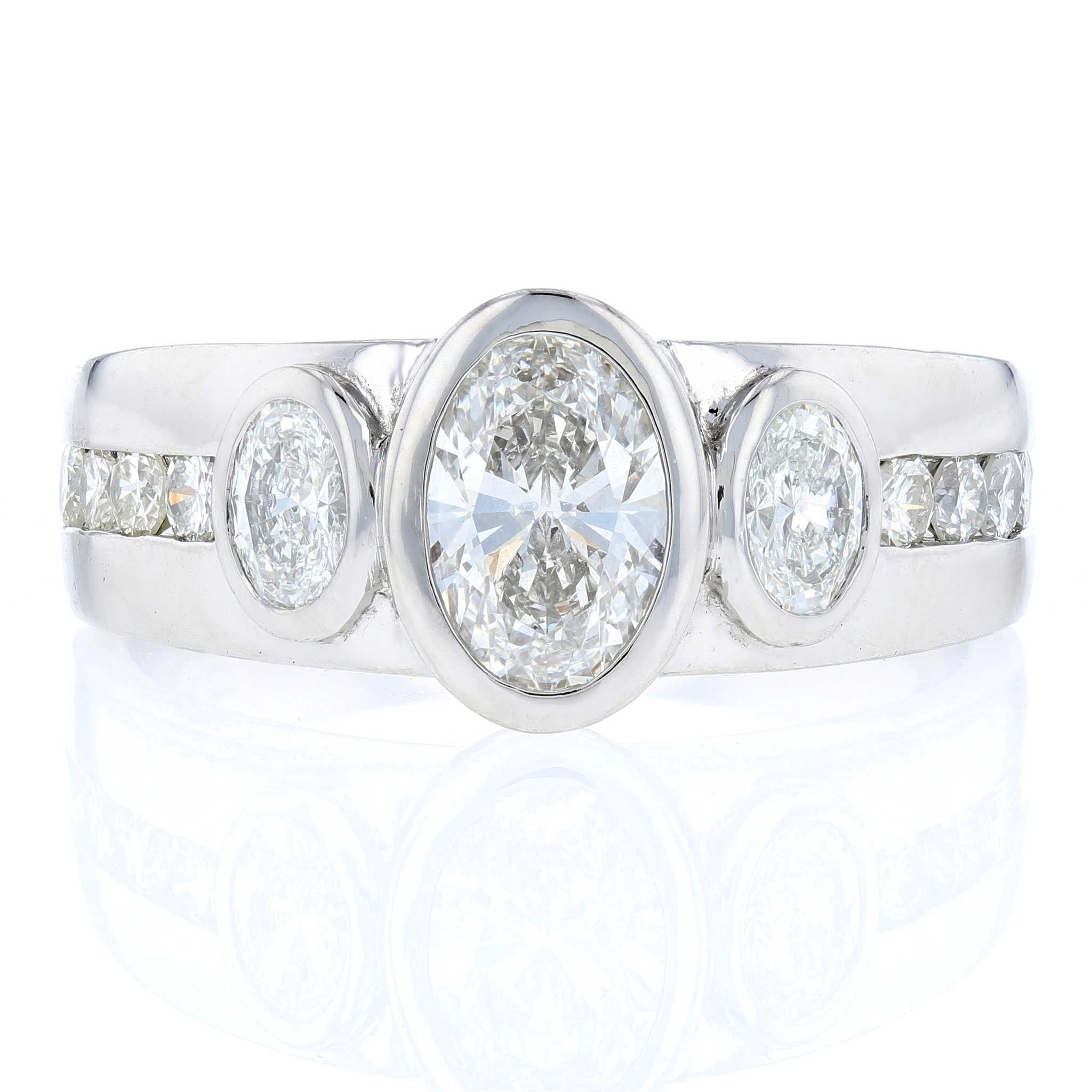 Bezel Set Three Stone Oval Diamond Engagement Ring – Fox Fine Jewelry