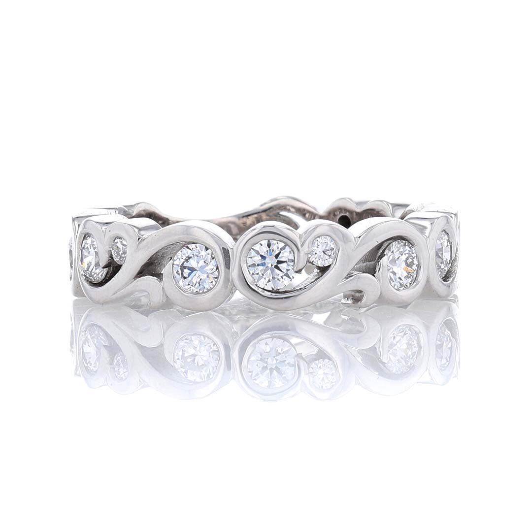 Swirl Diamond Wedding Band