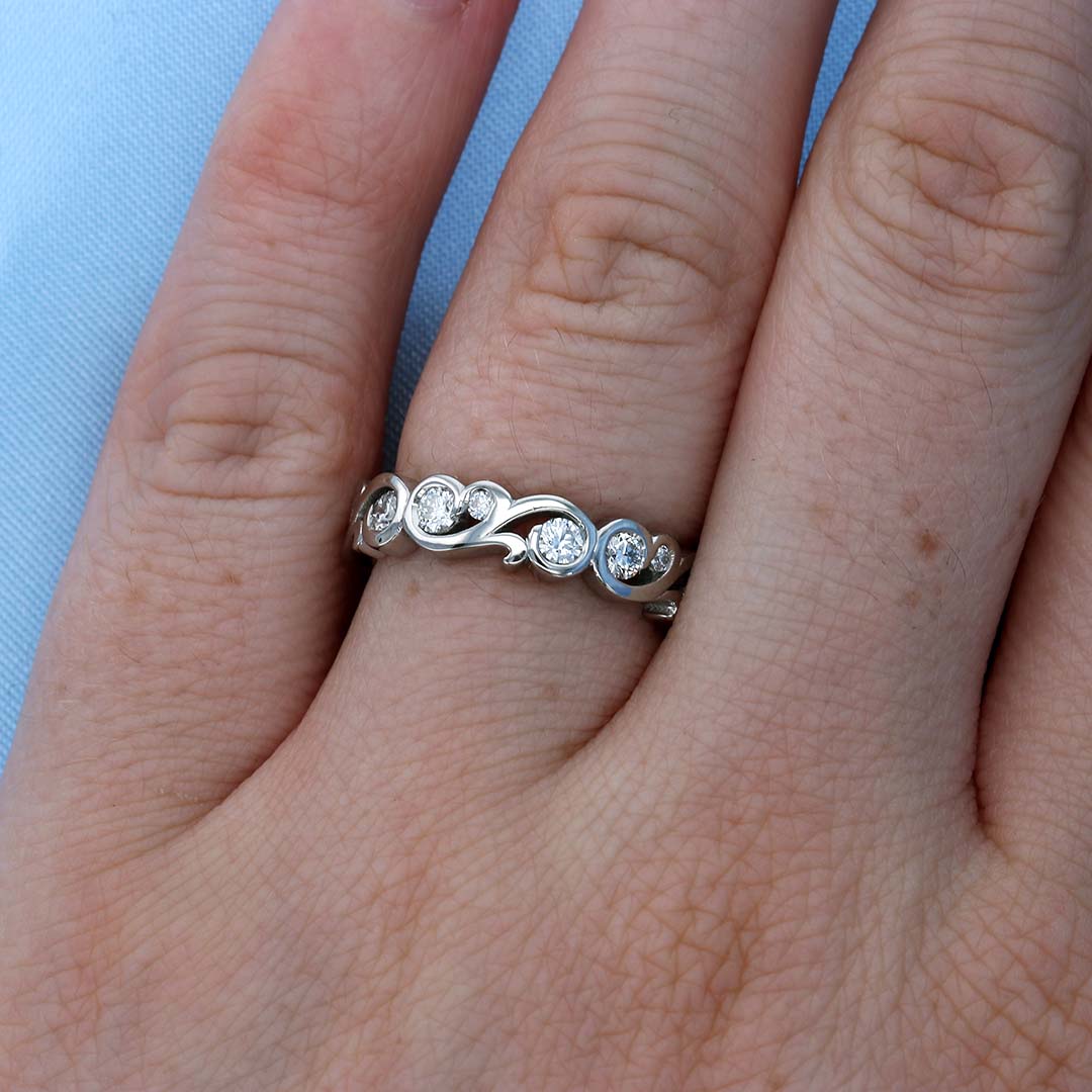Swirl Diamond Wedding Band